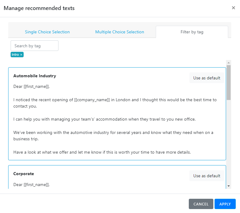 Setting Recommended Content in a Template – UpMail