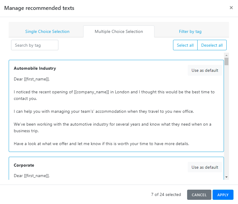 Setting Recommended Content in a Template – UpMail